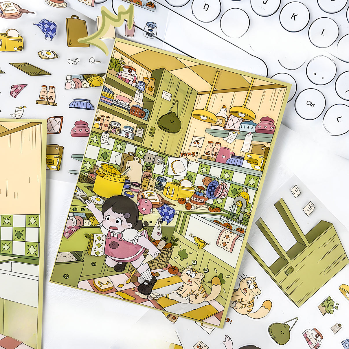 Cute Girl Theme | Sticker Scene, 3D Miniature Scene Stickers, Stress ...