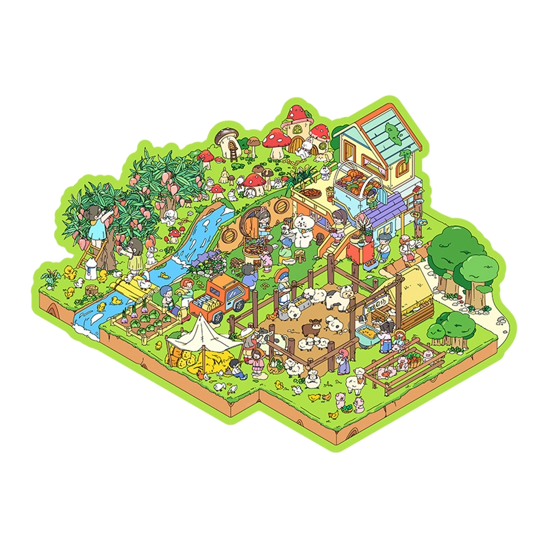 Big Size | Happy Farm Theme | Scene Art 10.0 Series | Sticker Scene, 3D ...
