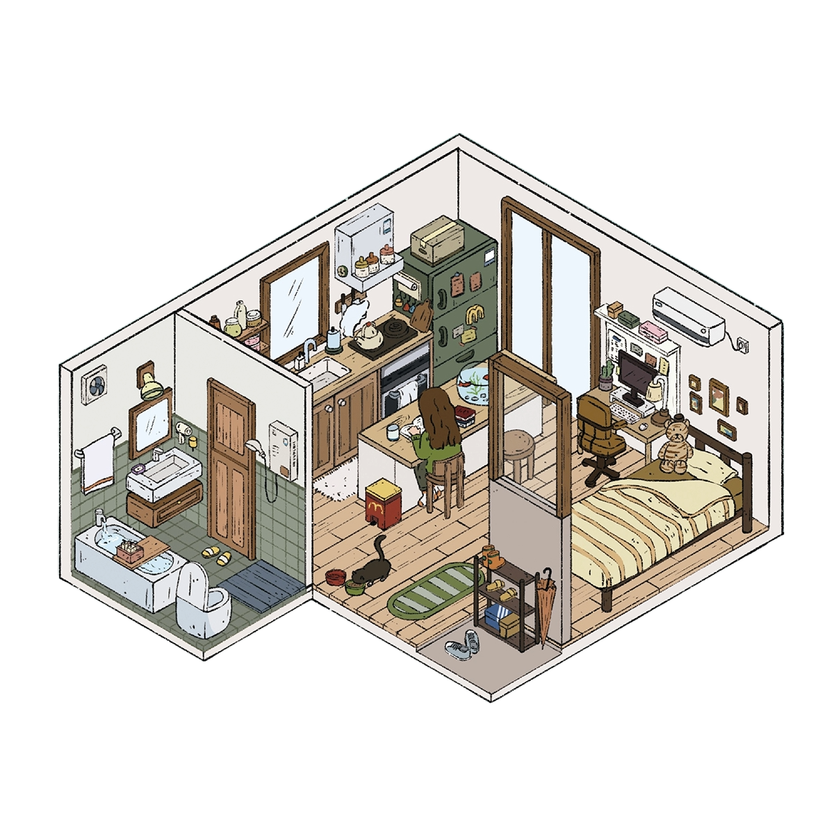 Romantic Corner | Scene Time 8.0 Series, Sticker Scene, 3D Miniature ...