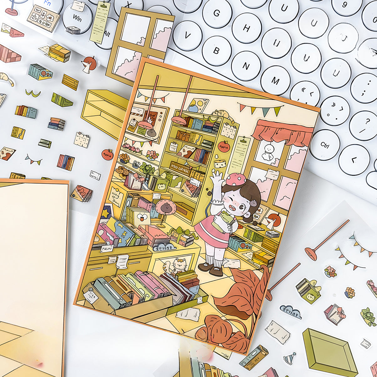 Cute Girl Theme | Sticker Scene, 3D Miniature Scene Stickers, Stress ...