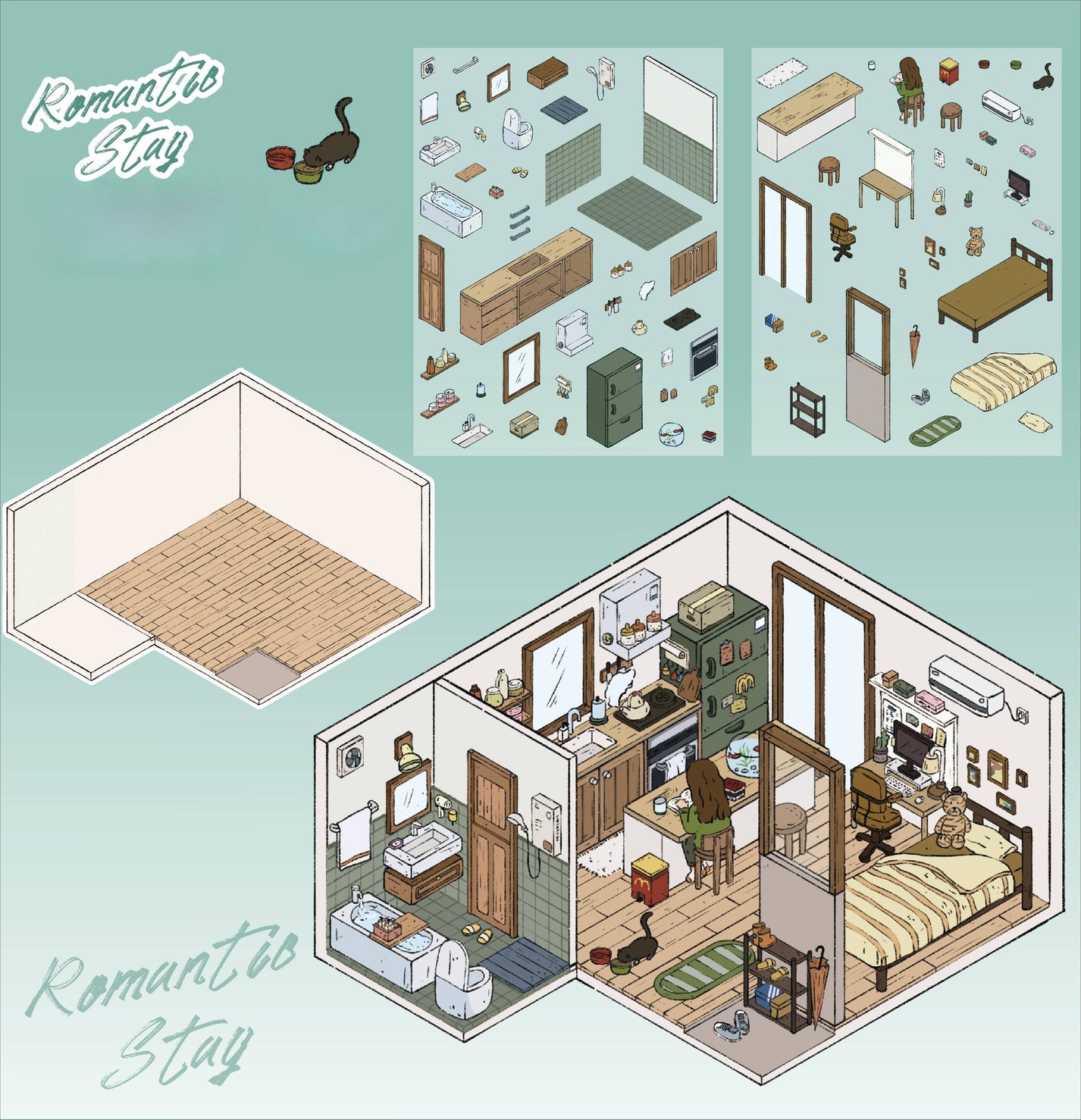 Romantic Corner | Scene Time 8.0 Series, Sticker Scene, 3D Miniature ...