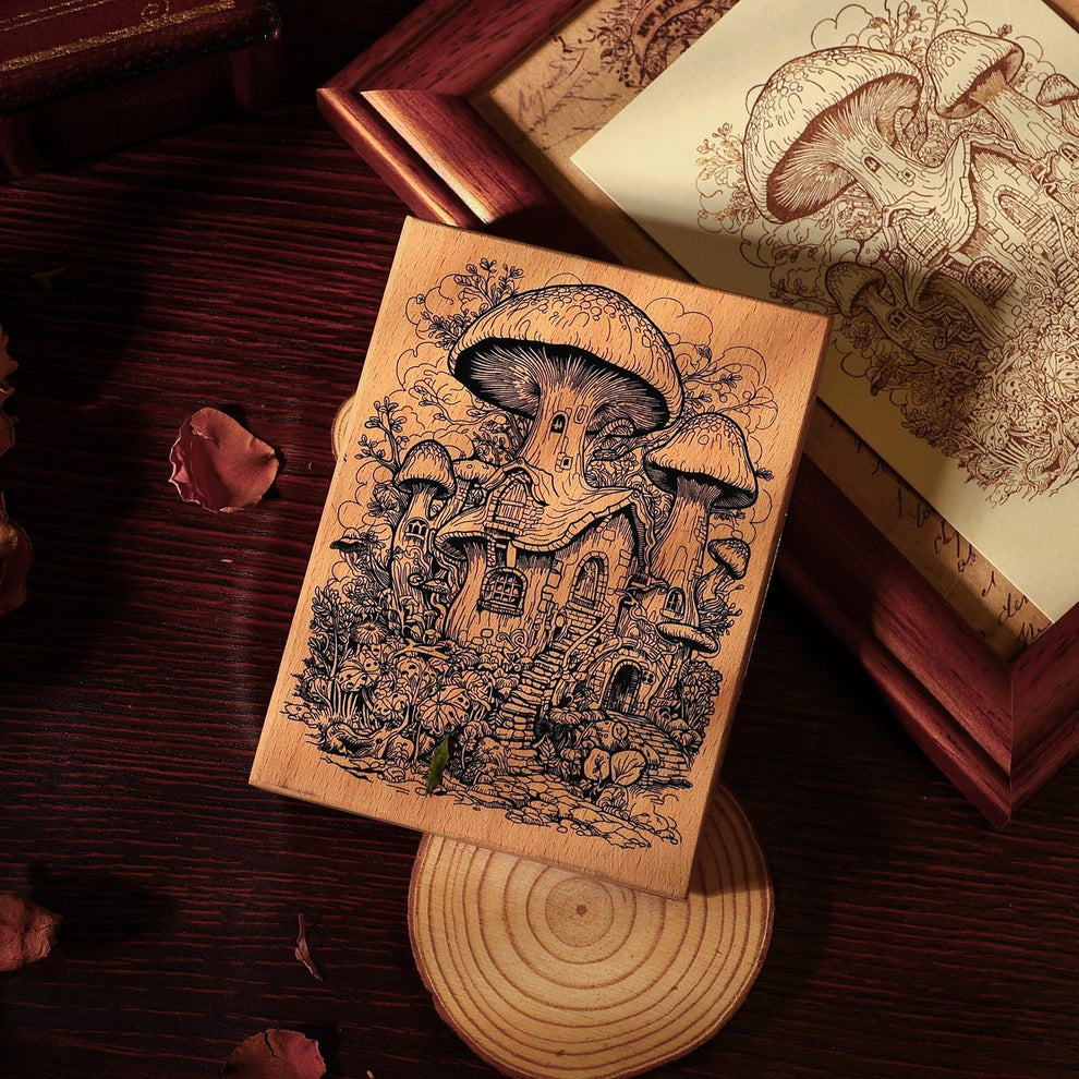 Musrhroom House Scrapbooking Stamps - Vintage Wooden Scrapbooking Stamp ...